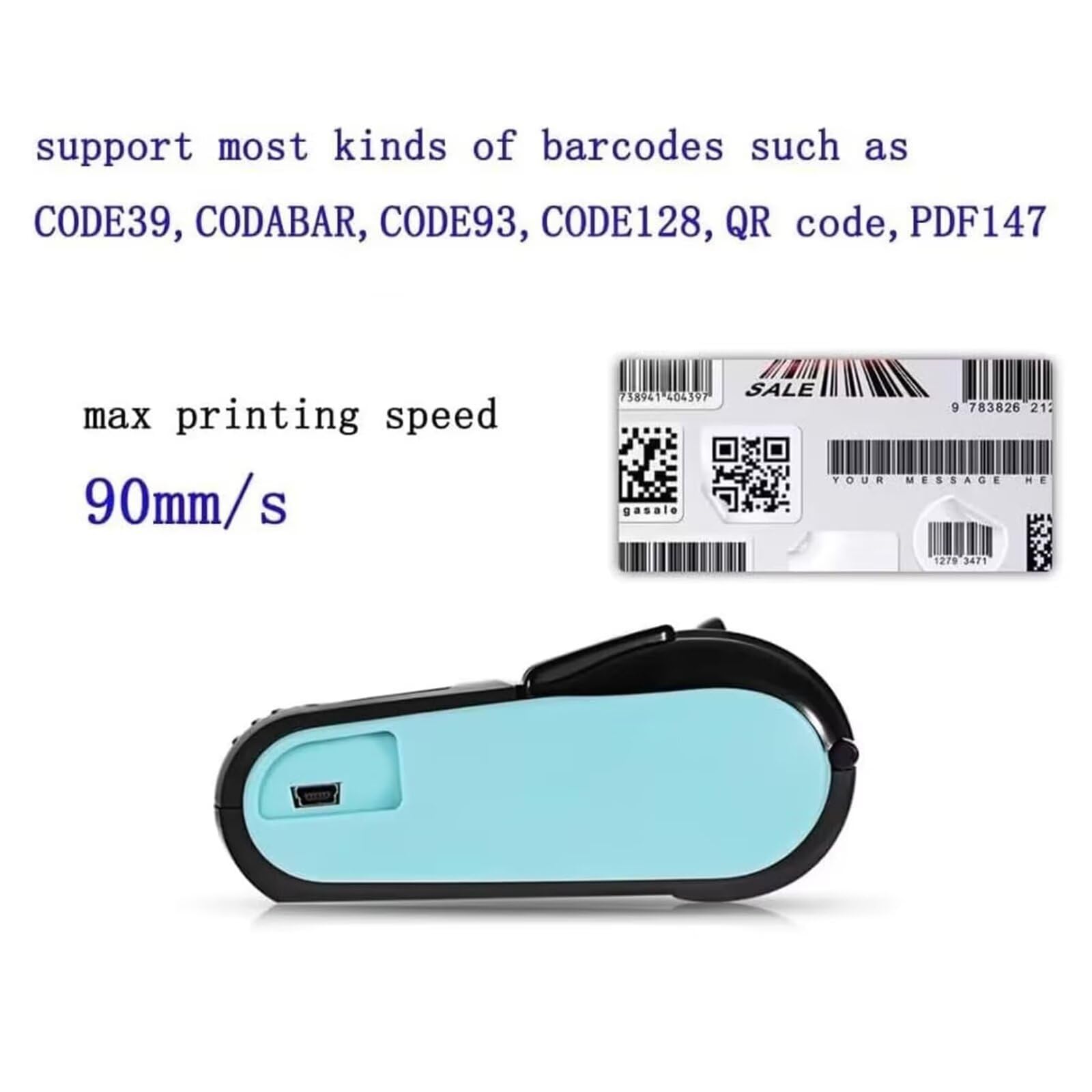 bluetooth thermal receipt printer 58mm,wireless portable mini pocket invoice bill ticket pos printer for small business, compatible with android/WINDOWS/LINUX,NOT for ios/MAC/ipad（blue color）