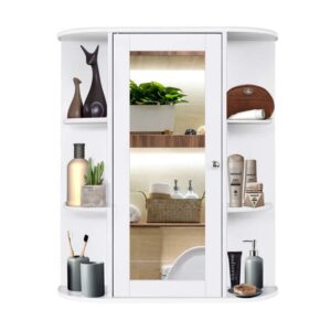 home bathroom wall mount cabinet storage shelf over toilet w/mirror door