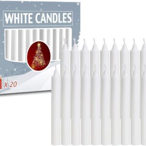 20 pcs Candles for Christmas Tree - Angel Chime Decorations - Christmas Pyramids Carousel - Magic Ritual Spell - 4-inch X 0.5-inch Diameter (20 pcs, White)