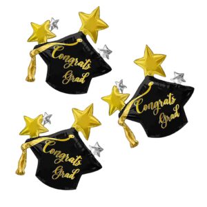 avmbc graduation cap balloon, graduation mylar foil balloon, graduation cap star balloon | congrats grad cap balloon for 2025 graduation party decorations supplies