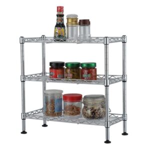 maxcbd 3 tier adjustable storage shelving unit metal organizer wire rack shelf 17.72" h