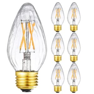 leools dimmable e26 led bulb 6w equal 60 watt vintage led edison bulb ac120v 3000k soft white f15 led bulb for ceiling fan light bulbs,pendant bulb and chandeliers light bulb 600lm clear medium 6pack