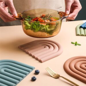 Miscati Colorful Silicone Trivet Mats - 6 Heat Resistant Pot Holders, Food Grade Silicone Heat Insulation Mat, Anti-Scald Placemat, Multipurpose Non-Slip Hot Pads for Hot Pots and Pans, Coasters