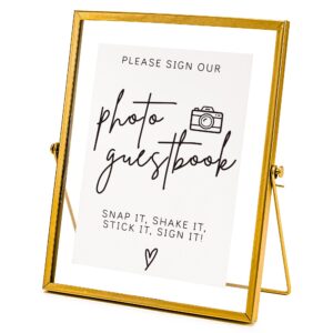 calculs please sign our guest book sign for wedding photo guest book sign gold floating picture frame wedding signs place card/menu holder 10”x8” please sign