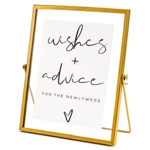 calculs advice and wishes for the mr and mrs gold floating picture frame wedding signs place card/menu holder 10 x 8 inches centerpiece table décor bridal shower