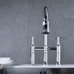 bridge kitchen faucet with pull-down sprayhead chrome chrome finish