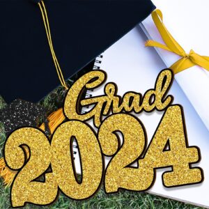 Gold Graduation Party Decorations for Class of 2024 - Grad 2024 Wood Sign Photo Prop for College High School Graduation Party Supplies