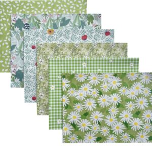 green daisy fat quarters fabric bundles 18 x 22 inch spring cotton quilting fabric bundles cactus leaf quilt fabric for diy handmade crafting (6pcs)