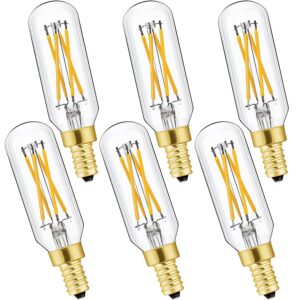 dimmable t6 led bulbs, 4w e12 edison light bulbs soft white 3000k,500lm, 40w candelabra incandescent bulbs equivalent vintage led filament edison candle bulb with decorative, 6pack.