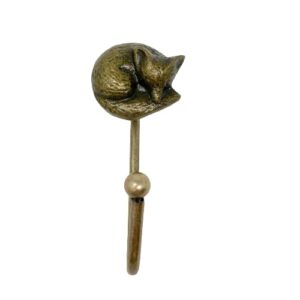 knobs by blossom vintage antique brass iron wall hooks tie backs bronze handmade metal animal hook (8. sleeping fox), tfvsah