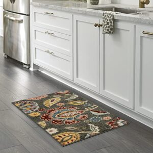 maples rugs gardena floral kitchen rugs non skid accent area carpet [made in usa], gray multi, 1'8 x 2'10