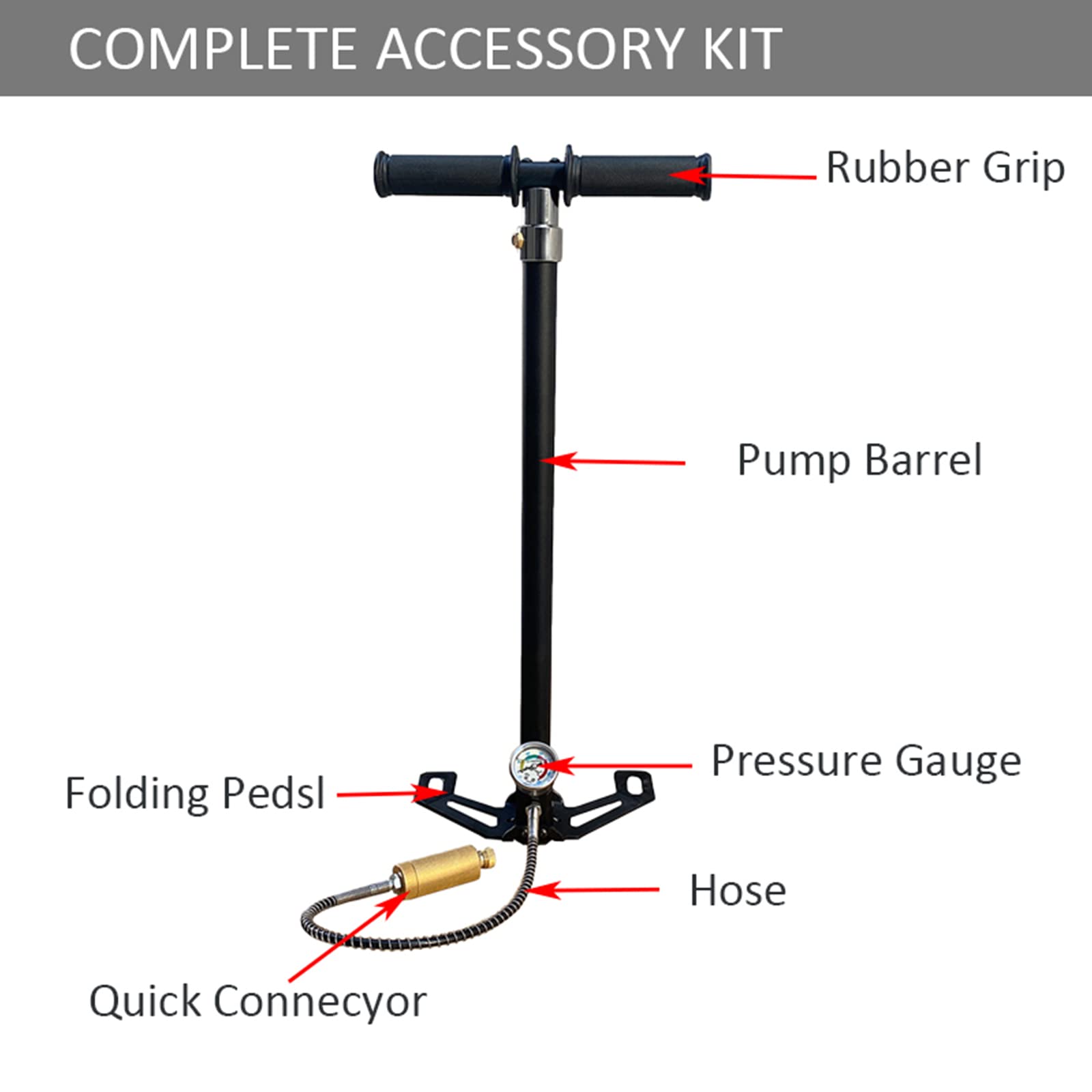 NUOGE 30Mpa 4500Psi 4 Stage PCP Hand Pump Air Compressor High Pressure Operated HPA Tank Hunting Air Rifle