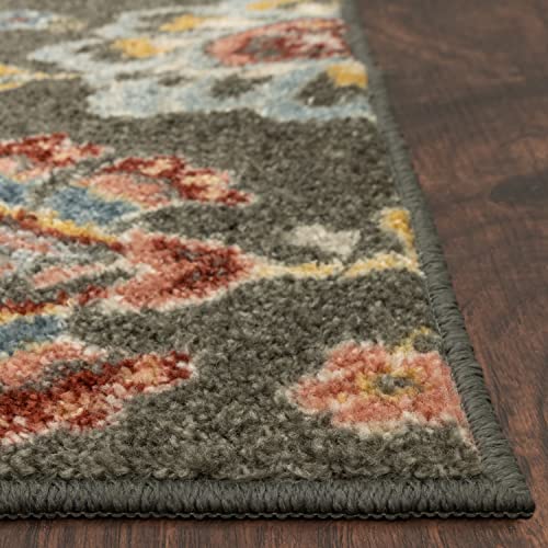 Maples Rugs Gardena Floral Kitchen Rugs Non Skid Accent Area Carpet [Made in USA], Gray Multi, 1'8 x 2'10