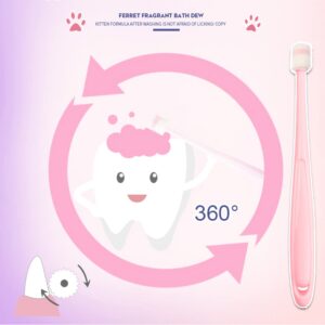 thinslimer 4 pack cat & dog toothbrush 360 degree cleaning soft bristled brush dental care protect teeth deep pet tooth easy to carry cleaning tools for pet cat dogs (pink+green)