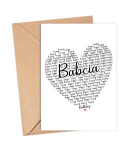 happy birthday babcia card - cute happy birthday - birthday greeting card - sweet birthday card for babcia - anniversary-thank you card - heart happy birthday mom - i love you babcia card