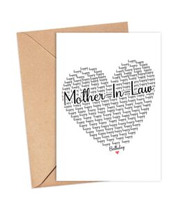 happy birthday mother-in-law card - cute happy birthday - birthday greeting card - birthday card for mother-in-law - thank you card - heart happy birthday mom - i love you mother-in-law card