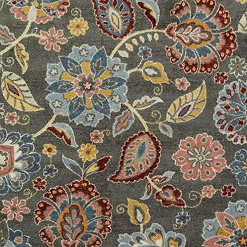 Maples Rugs Gardena Floral Kitchen Rugs Non Skid Accent Area Carpet [Made in USA], Gray Multi, 1'8 x 2'10