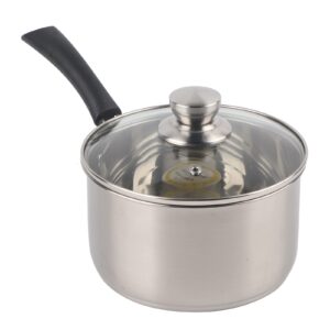 moumouten soup pot, 18cm thickened 304 stainless steel single handle food supplement saucepan cooking supplies for cooking soups, sauces