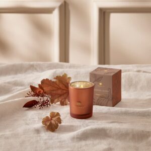 Thymes Pumpkin Laurel Votive Candle - Scented Candle for Home Fragrance - with Warm Vanilla, Spicy Cinnamon, Nutmeg, and Creamy Caramel - Single-Wick Candle (2 oz)