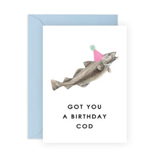 central 23 birthday card for dad - 'birthday cod card' - pun humor jokes- mom birthday cards - wife birthday card - gifts for men women him her - comes with stickers