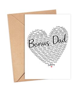 gavinsdesigns happy birthday bonus dad card - cute happy birthday - birthday greeting card - sweet birthday card for bonus dad -thank you card - heart happy birthday mom - i love you bonus dad card