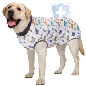 aofitee dog recovery suit, surgical recovery suit for dog female after spay, dinosaur dog recovery shirt for abdominal wounds, anti licking dog onesie jumpsuit e-collar cone alternative, 5xl