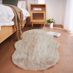 ghouse soft faux sheepskin fur rug 2x4 light brown beige fluffy rug bedside rug plush rug shag nursery rug carpet area rug for living room bedroom playing room decor