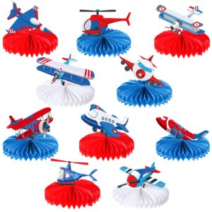 faccito 10 pcs airplane honeycomb centerpieces airplane party supplies 3d airplane table topper aircraft centerpieces decorations airplane standing cards for birthday party baby shower decor supplies