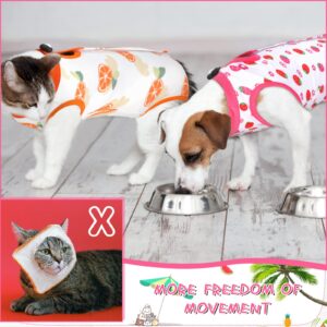 3 Pieces Cat Recovery Suit Kitten Recovery Suit E-Collar Alternative for Cats and Dogs Abdominal Skin Anti Licking Pajama Suit (Fruit Pattern, Medium)