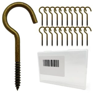 allkeen 20 pcs stainless 2.36 inches screw hooks for outdoor string lights, ceiling hooks for hanging plants, christmas lights & patio lights hooks, bronze