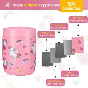 Charcy 9oz Stainless Steel Vacuum Insulated Kids Food Jar - Soup Thermo for Hot & Cold Food - Magenta Unicorn