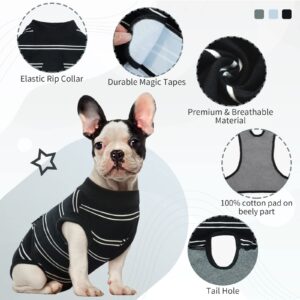 Kuoser Dog Surgery Suit Female Spay, Soft Dog Recovery Suit Male Neuter Anti Licking Dog Onesie E-Collar & Cone Alternative, Breathable Dog Surgical Suit for Surgery Recovery, Black Strips XL