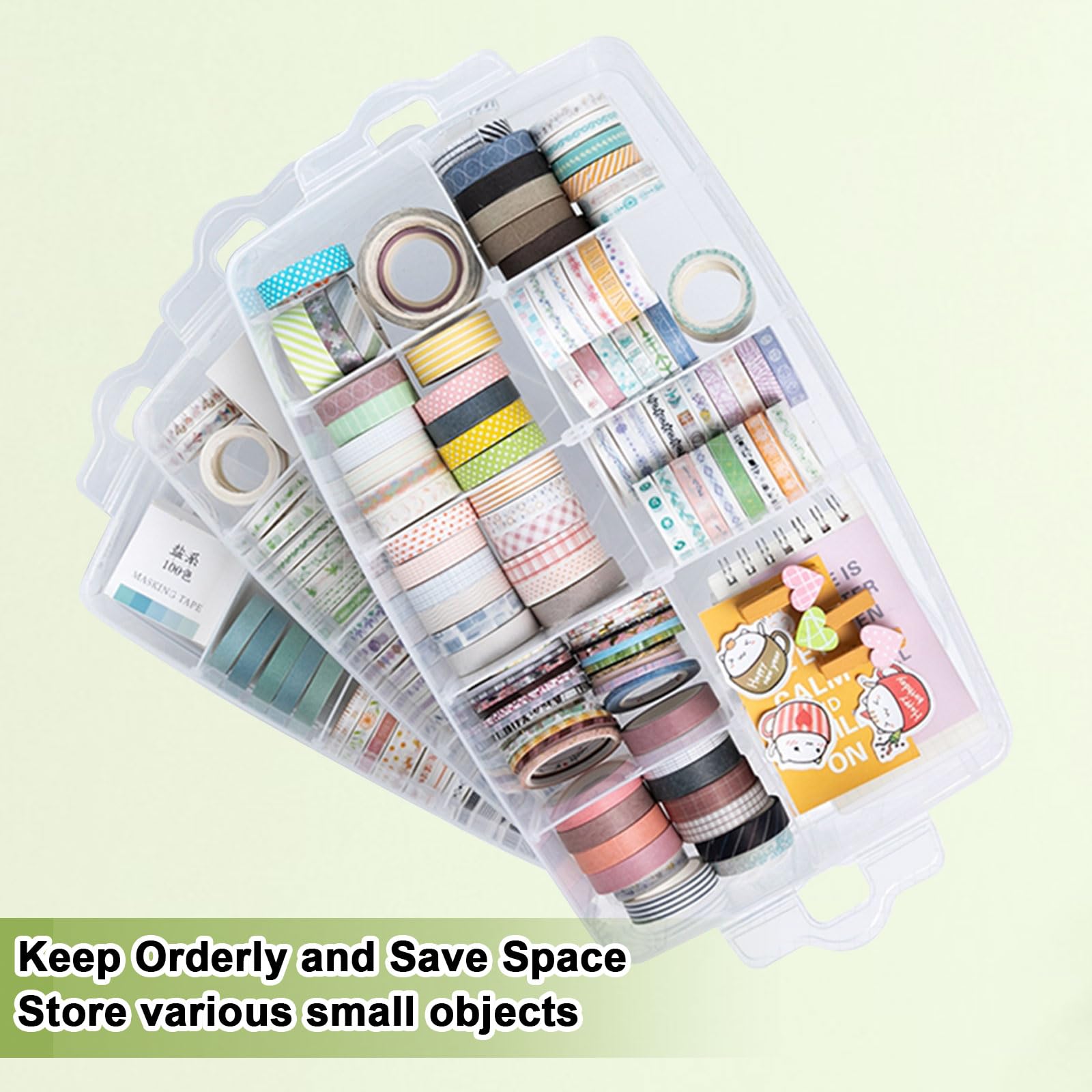 3-Tier Stackable Storage Container Box with 30 Adjustable Compartment, Plastic Organizer Box, Bead Organizers and Storage for Art Crafts, Fuse Beads, Washi Tapes, Jewelry X- Large (12.7”x7.3”x9.2”)