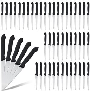 therwen 50 pieces 8.8 inch serrated steak knife set pointed tip stainless steel steak knife sharp blade flatware steak knives for kitchen restaurant camping