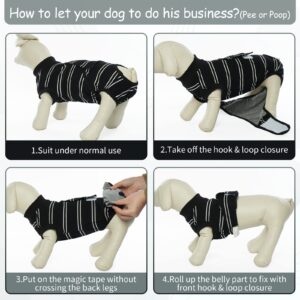 Kuoser Dog Surgery Suit Female Spay, Soft Dog Recovery Suit Male Neuter Anti Licking Dog Onesie E-Collar & Cone Alternative, Breathable Dog Surgical Suit for Surgery Recovery, Black Strips XL