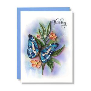 tumybee thinking of you butterfly card, 5in x 7in, blank inside, envelope included, perfect for birthdays, thank you, anniversaries