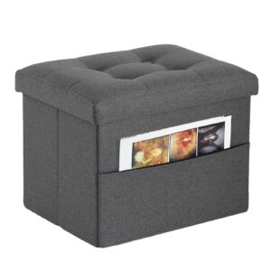 alasdo ottoman storage ottoman footrest with side pocket folding ottoman with srorage small ottoman for living room study bedroom grey l17w13h13inches