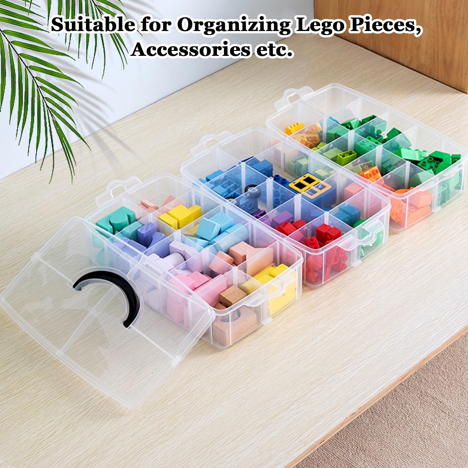 3-Tier Stackable Storage Container Box with 30 Adjustable Compartment, Plastic Organizer Box, Bead Organizers and Storage for Art Crafts, Fuse Beads, Washi Tapes, Jewelry X- Large (12.7”x7.3”x9.2”)