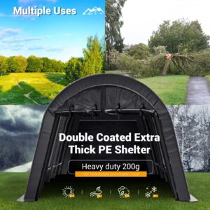 UDPATIO 12x20 FT Heavy Duty Carport, Round Style Portable Garage Waterproof Anti-Snow Shelter Storage Canopy, Doors Sheds & Outdoor Storage for Car,Vehicle,Truck, Black