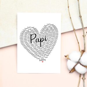 GavinsDesigns Happy Birthday Papi Card - Cute Happy Birthday - Birthday Greeting Card - Sweet Birthday Card For Papi - Anniversary-Thank You Card - Heart Happy Birthday Mom - I Love You Papi Card