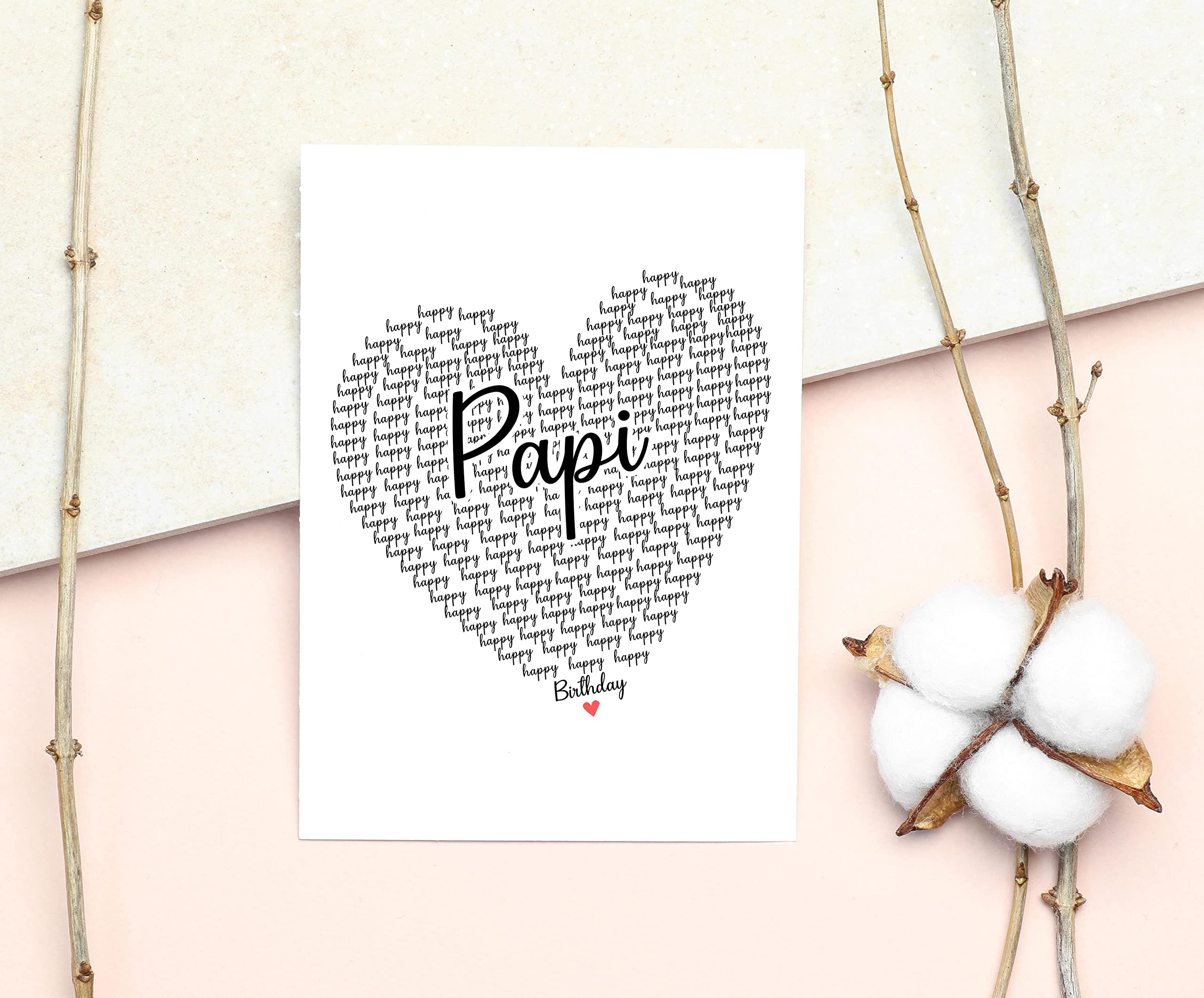 GavinsDesigns Happy Birthday Papi Card - Cute Happy Birthday - Birthday Greeting Card - Sweet Birthday Card For Papi - Anniversary-Thank You Card - Heart Happy Birthday Mom - I Love You Papi Card