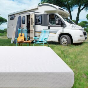 dyonery rv mattress short queen, 8 inch memory foam camper mattress fiberglass free bed in a box made in usa certipur-us certified, 75"×60"×8", white