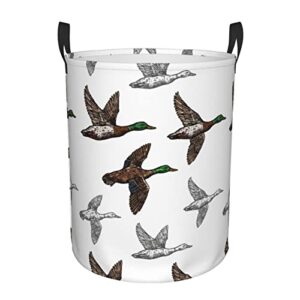 duck mallard wild bird round laundry basket dirty clothes hamper waterproof laundry hamper toy cloth storage basket for room decor