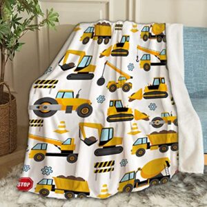 ottoy construction trucks blanket lightweight plush fuzzy cozy soft blankets for couch quilt decorative birthday gift 50"x40" for kids