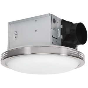 homewerks 7105-07 bathroom fan with led light ceiling mount exhaust ventilation silent 2.5 sones 100 cfm, decorative brushed nickel trim