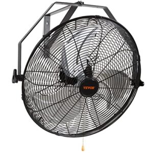 vevor 18 inch wall mount fan, 3-speed ip44 waterproof wall fan, max. 4150 cfm wall mounted fan for outdoor, commercial, residential, greenhouse, workshop, patio, black, etl listed