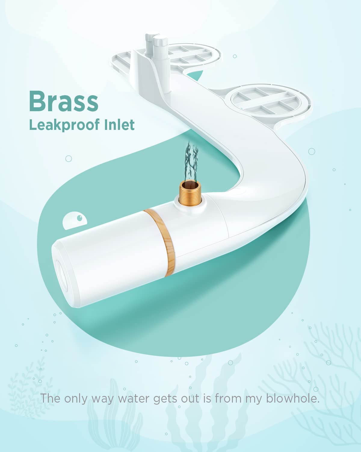 Ciays Bidet Attachment for Toilet Ultra-Slim Bidet Sprayer with Pressure Controls Non-Electric Dual Nozzles for Feminine/Posterior Wash, Bamboo/White Standard