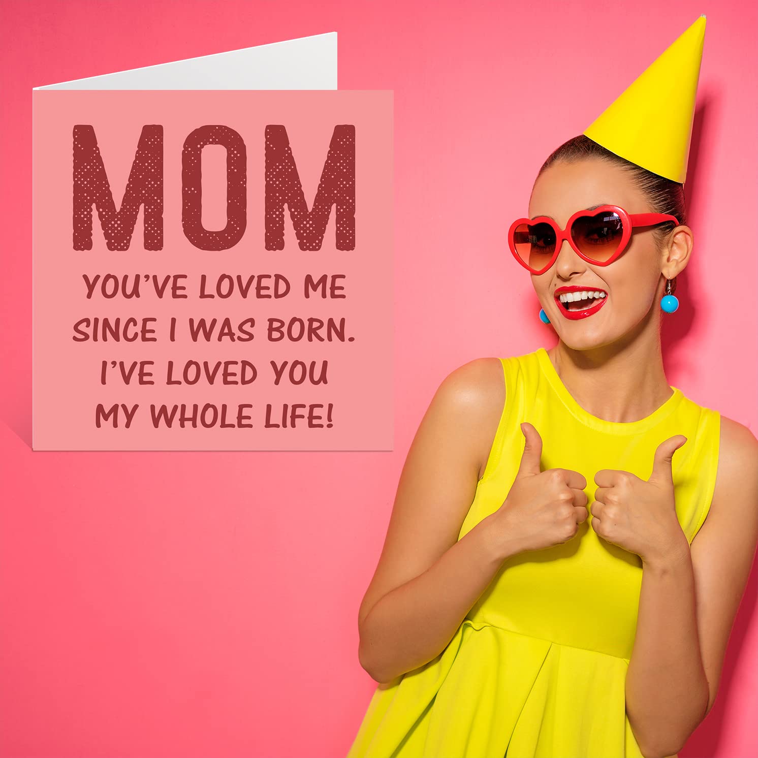 Funny Birthday Cards for Mom - Loved You Since I was Born - Happy Birthday Card from Son Daughter, Mother Birthday Gifts, 5.7 x 5.7 Inch Mother's Day Card Mom Greeting Cards Gift for Mommy Mamma