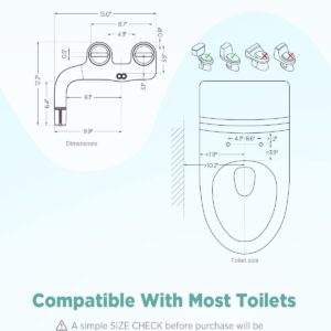 Ciays Bidet Attachment for Toilet Ultra-Slim Bidet Sprayer with Pressure Controls Non-Electric Dual Nozzles for Feminine/Posterior Wash, Bamboo/White Standard