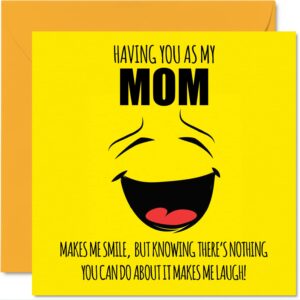 funny birthday cards for mom - make me smile - joke happy birthday card for mom from daughter son, mother birthday gifts, 5.7 x 5.7 inch mother's day greeting cards for mama mam mommy